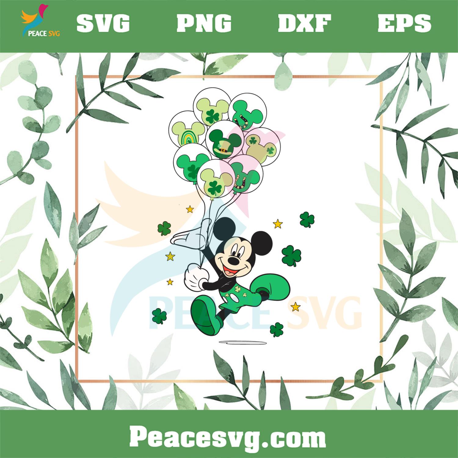 Mickey Mouse St Patricks Day Shamrock Balloons Svg Cutting Files